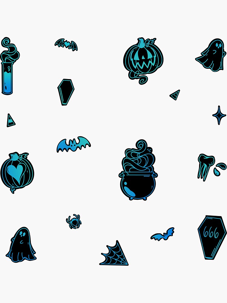 "Halloween spooky autumn party pattern blue/ teal " Sticker for Sale by ...