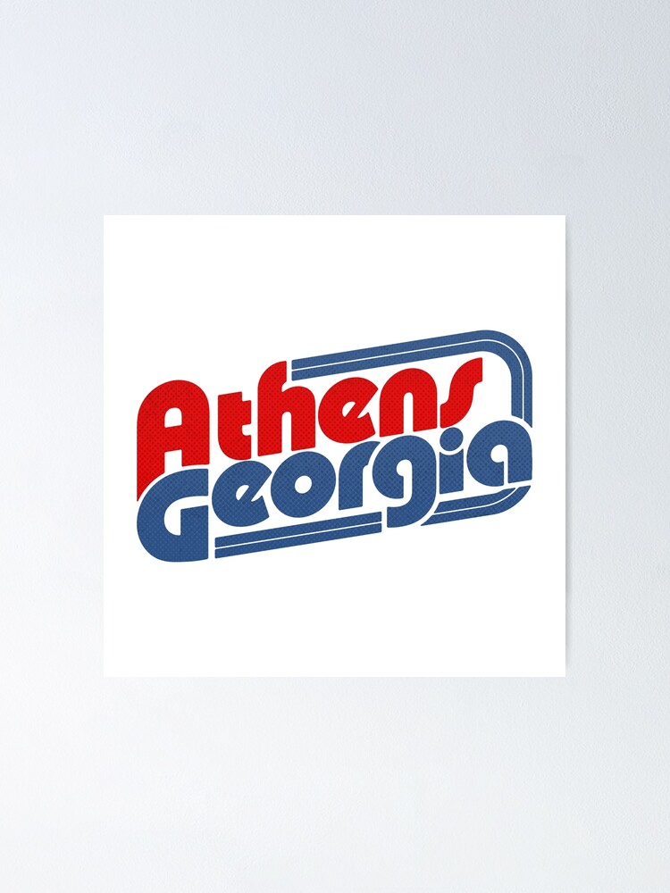 "Athens Georgia | Retro Block Logo | Blue, Red, and White" Poster for ...