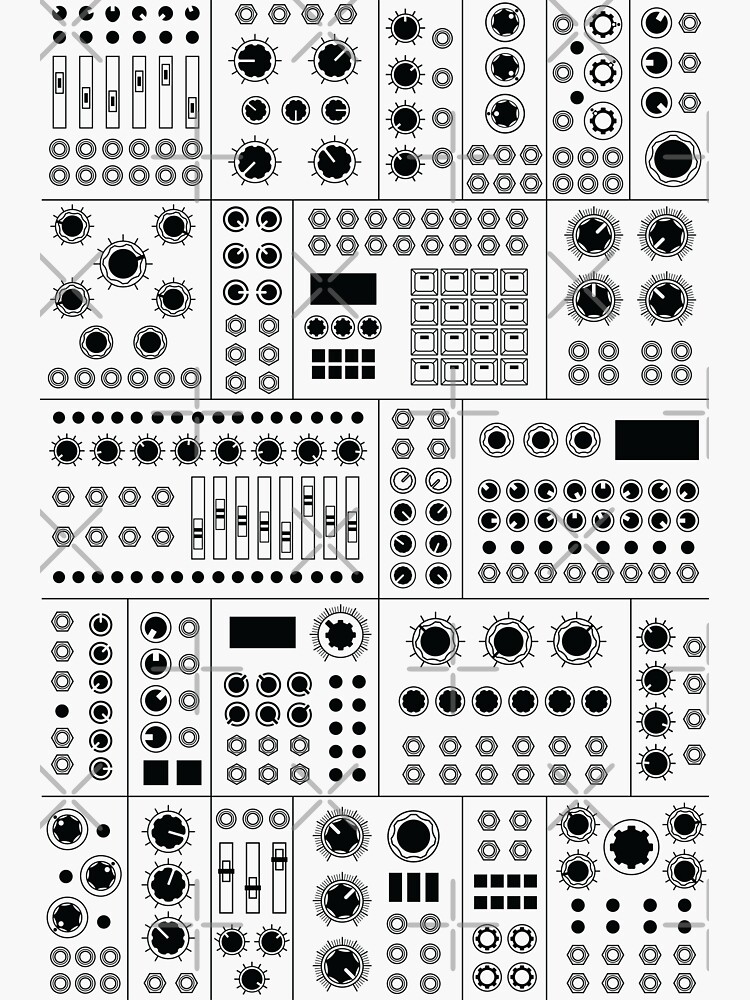 "Modular Synthesizer Black" Sticker by AtomicMalibu | Redbubble