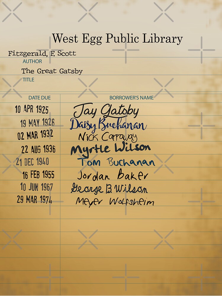 "The Great Gatsby - Library Card - Vertical" Sticker for Sale by ...