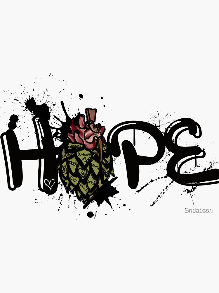 "Craft beer hop heart hope" Sticker for Sale by Sndabson | Redbubble