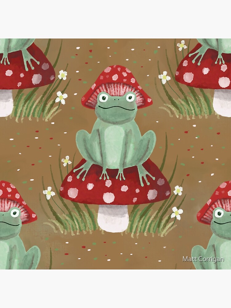 "Frog with a toadstool hat pattern" Poster for Sale by Extreme-Fantasy ...
