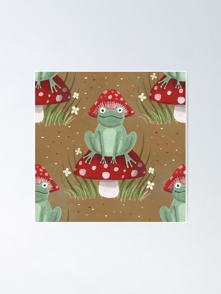 "Frog with a toadstool hat pattern" Poster for Sale by Extreme-Fantasy ...