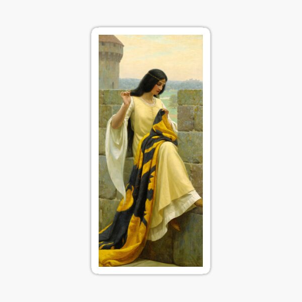 "Stitching the Standard by Edmund Leighton (1911)" Sticker for Sale by ...