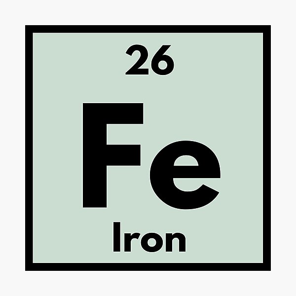 Lámina fotográfica «Tabla periódica elemento número 26 Fe Hierro» de ...