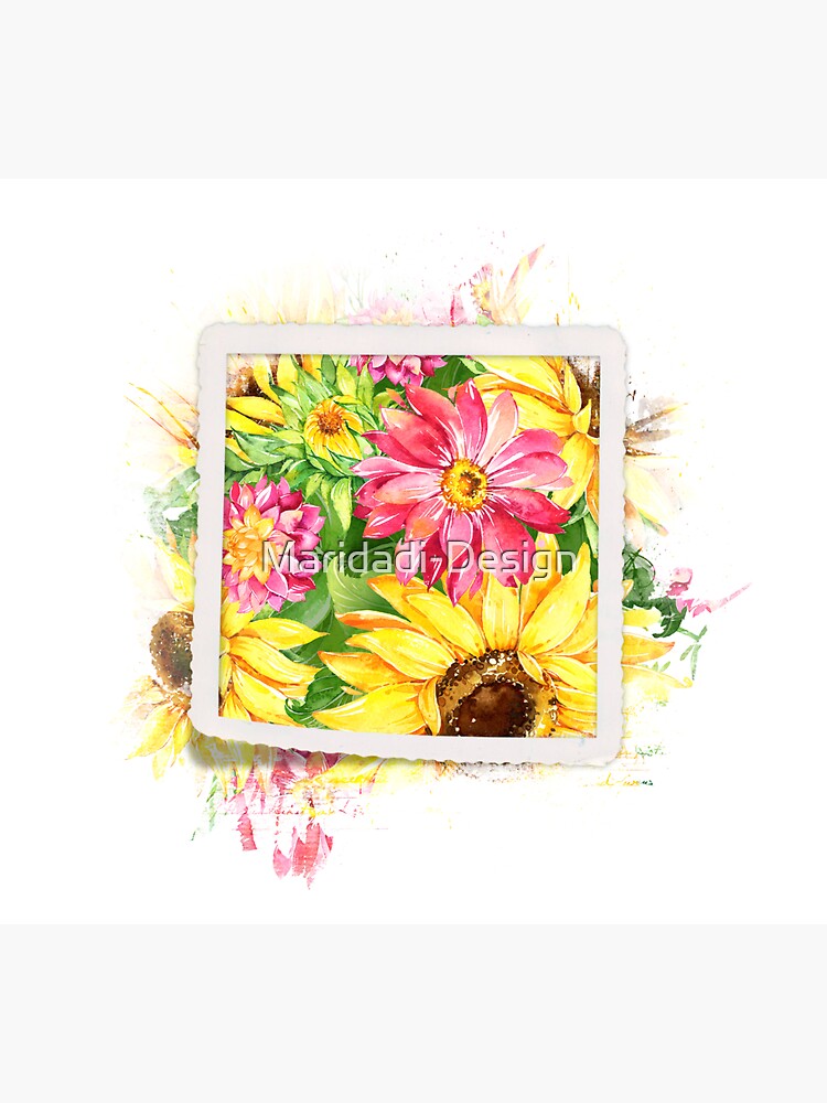 "Floral in a Frame" Sticker by Maridadi-Design | Redbubble