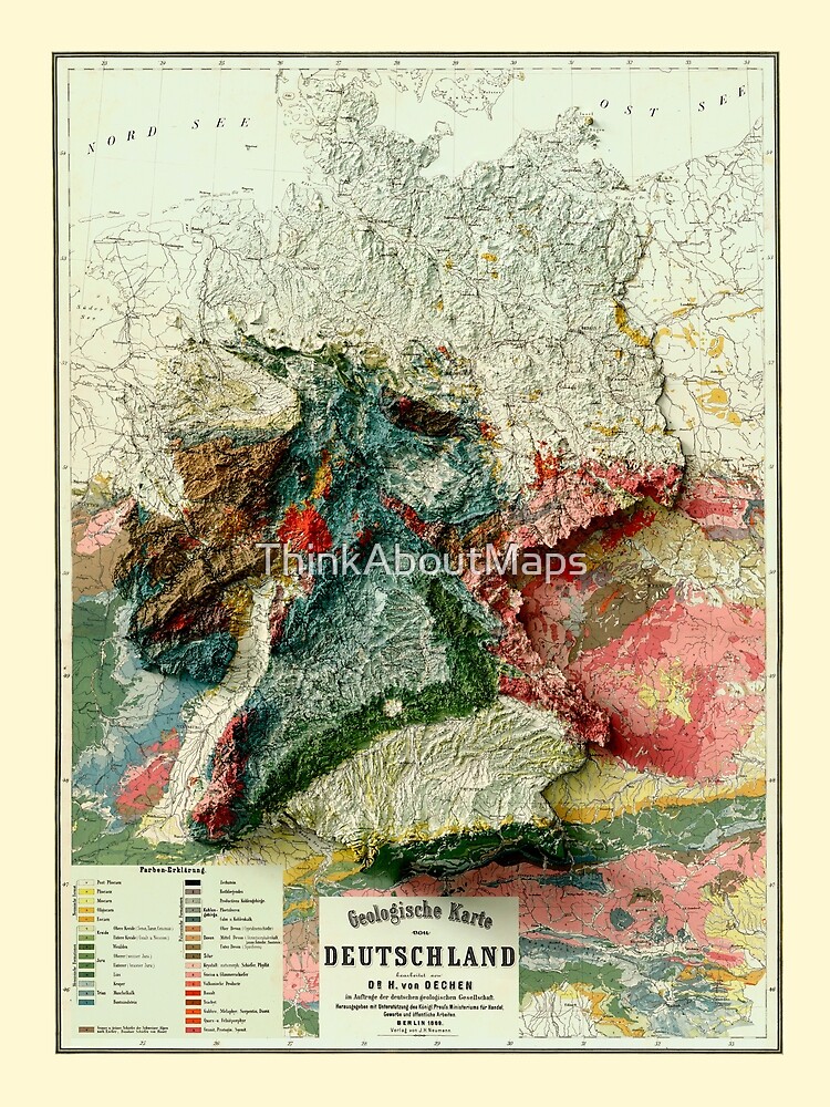 "1869 Germany Relief Map 3D digitally-rendered" Art Print for Sale by ...
