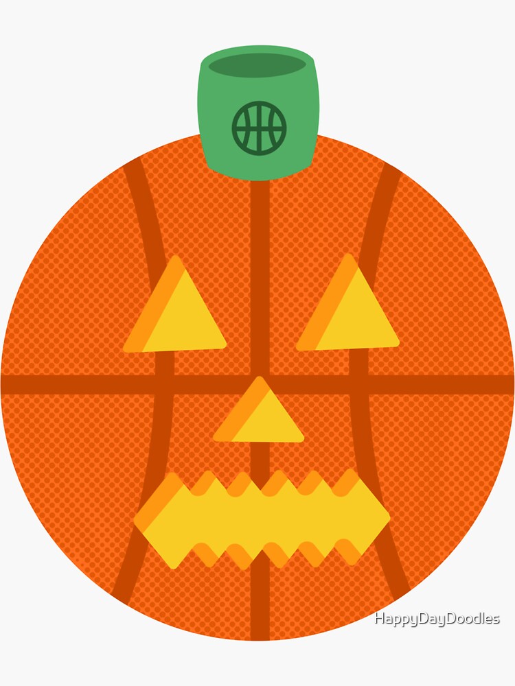 "Basketball Jack-o-lantern " Sticker for Sale by HappyDayDoodles ...
