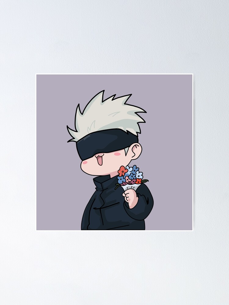 "Chibi Satoru Gojo schenkt dir Blumen - Jujutsu Kaisen" Poster von ...