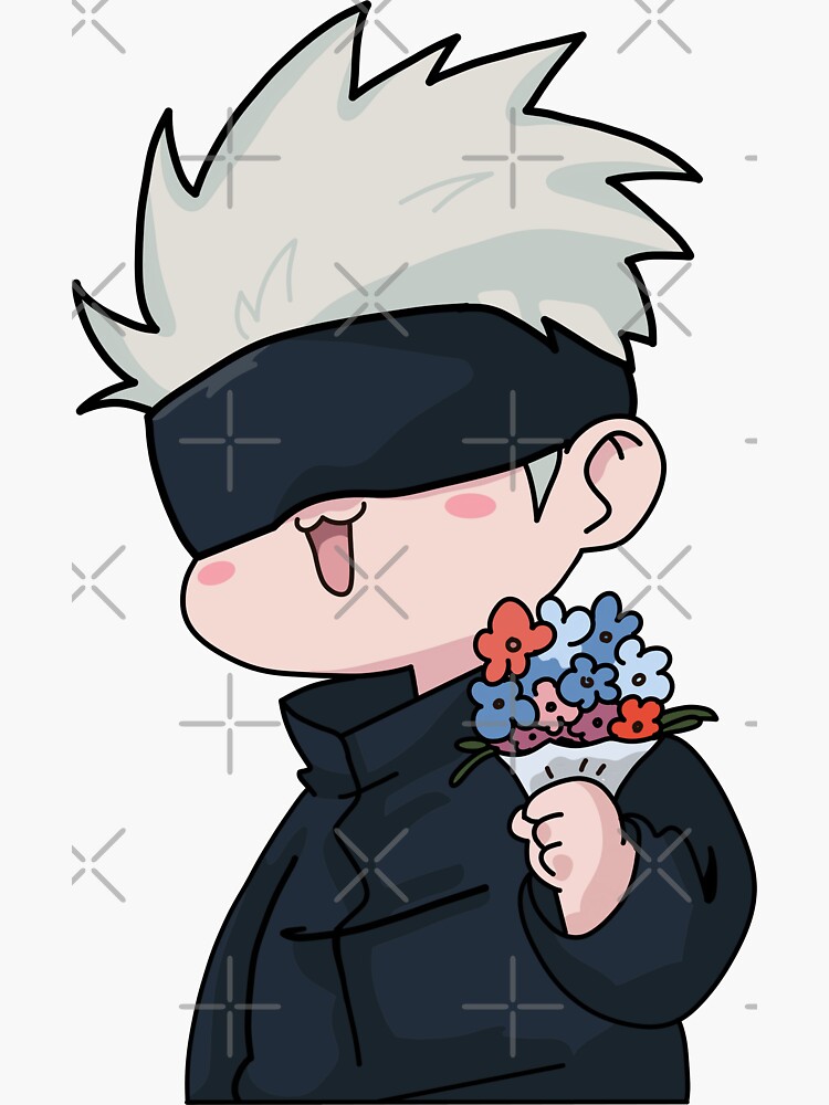 Pegatina «Chibi Satoru Gojo te regala flores - Jujutsu Kaisen» de ...