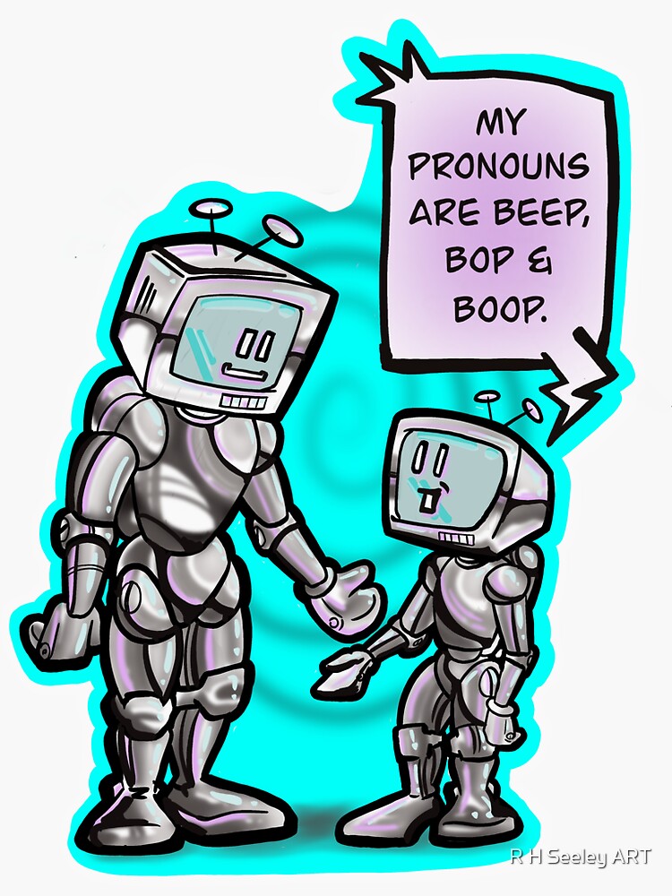 Boop!”—robot pronouns" Sticker for Sale by ProudDancingCow | Redbubble