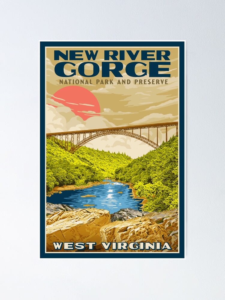 "New River Gorge National Park West Virginia Vintage WPA Poster Style ...