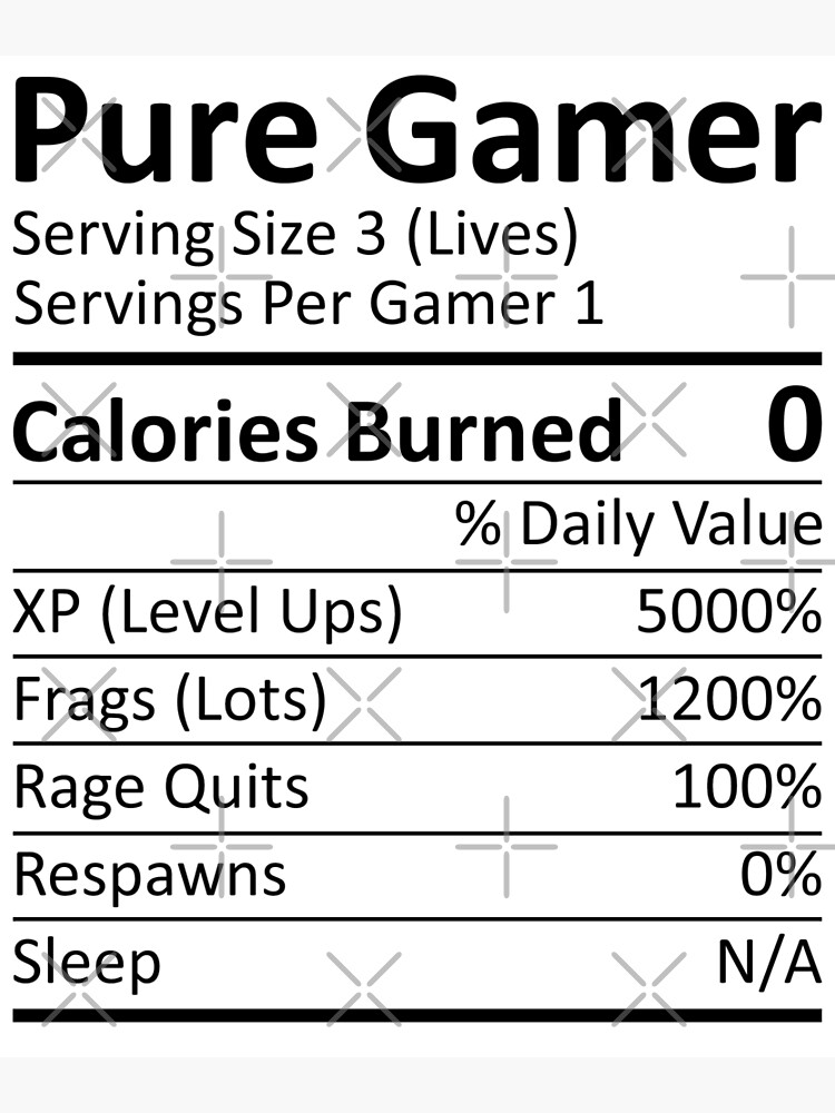 "Pure Gamer - Nutritional Fact Sheet" Poster for Sale by m1kels | Redbubble