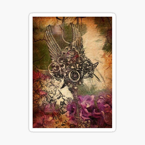 "Steampunk. Key with wings" Sticker by CatCoconut-Art | Redbubble