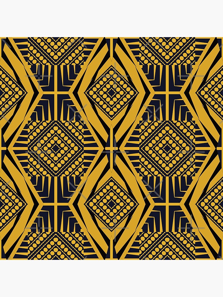 "Black and gold African tribal textile pattern art" Poster for Sale by ...