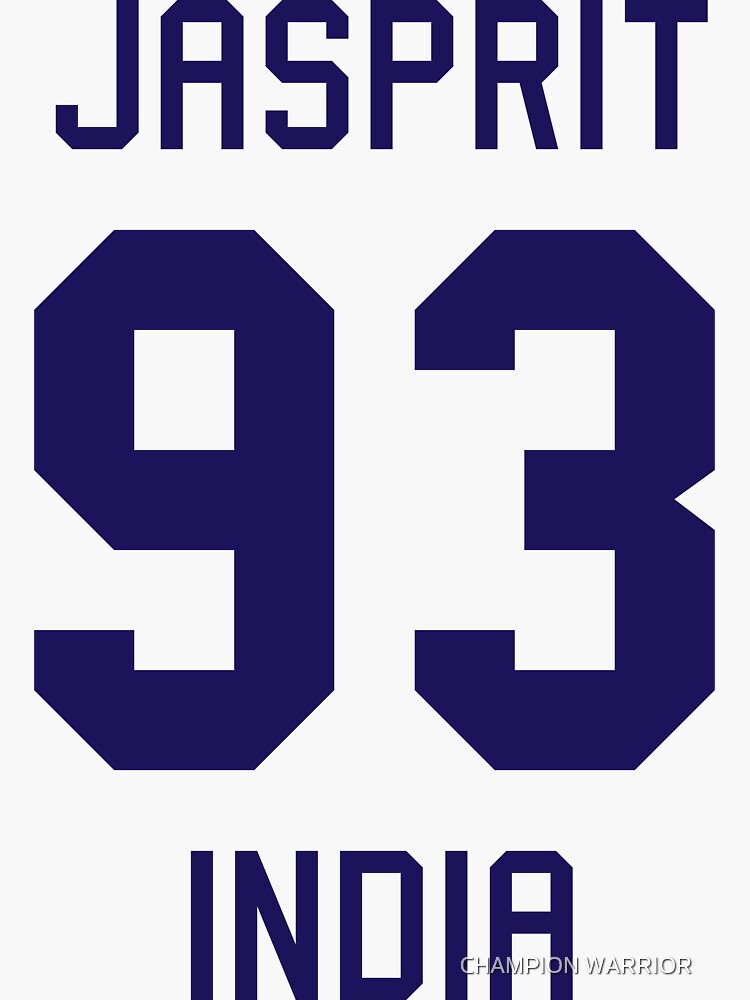 "Jasprit Bumrah | 93 | Indian Cricket Jersey" Sticker for Sale by ...