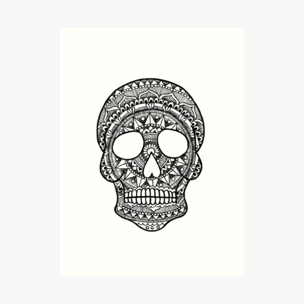 Pen & Ink Art Print of original artwork Mandala Skull Drawing ...