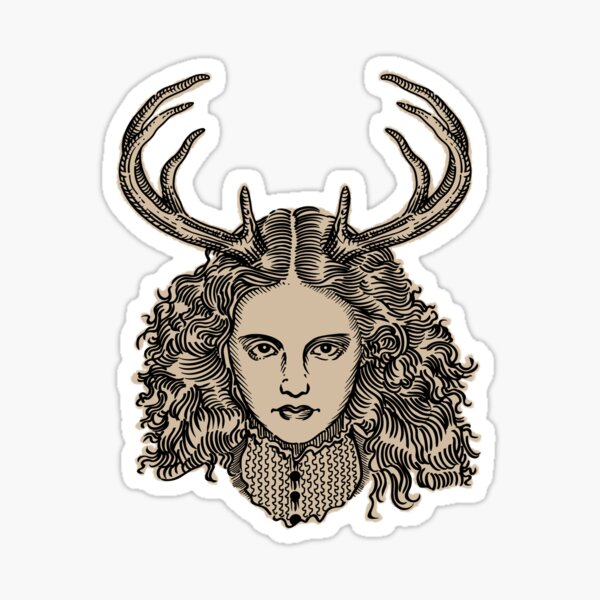 "Faun Girl Engraving" Sticker for Sale by VADIMproducts | Redbubble