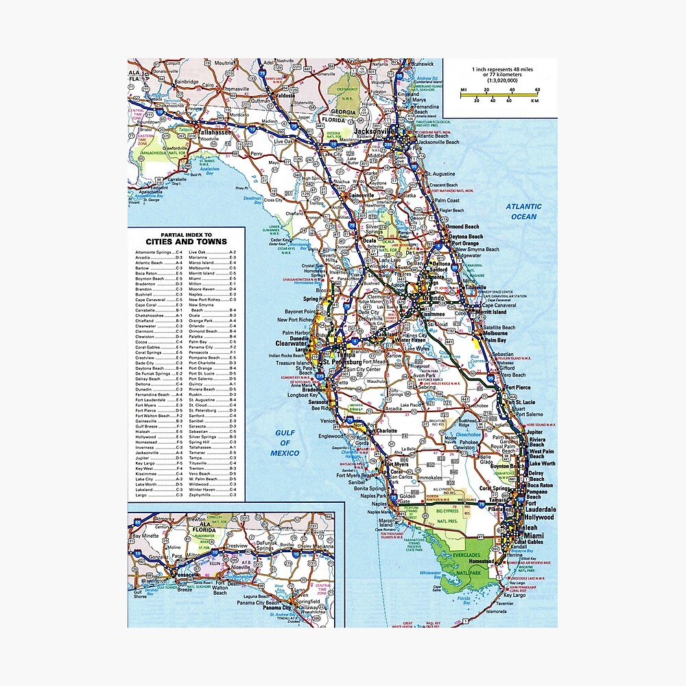 Large Detailed Map Of Florida 250 Florida Road Map Stock Photos,