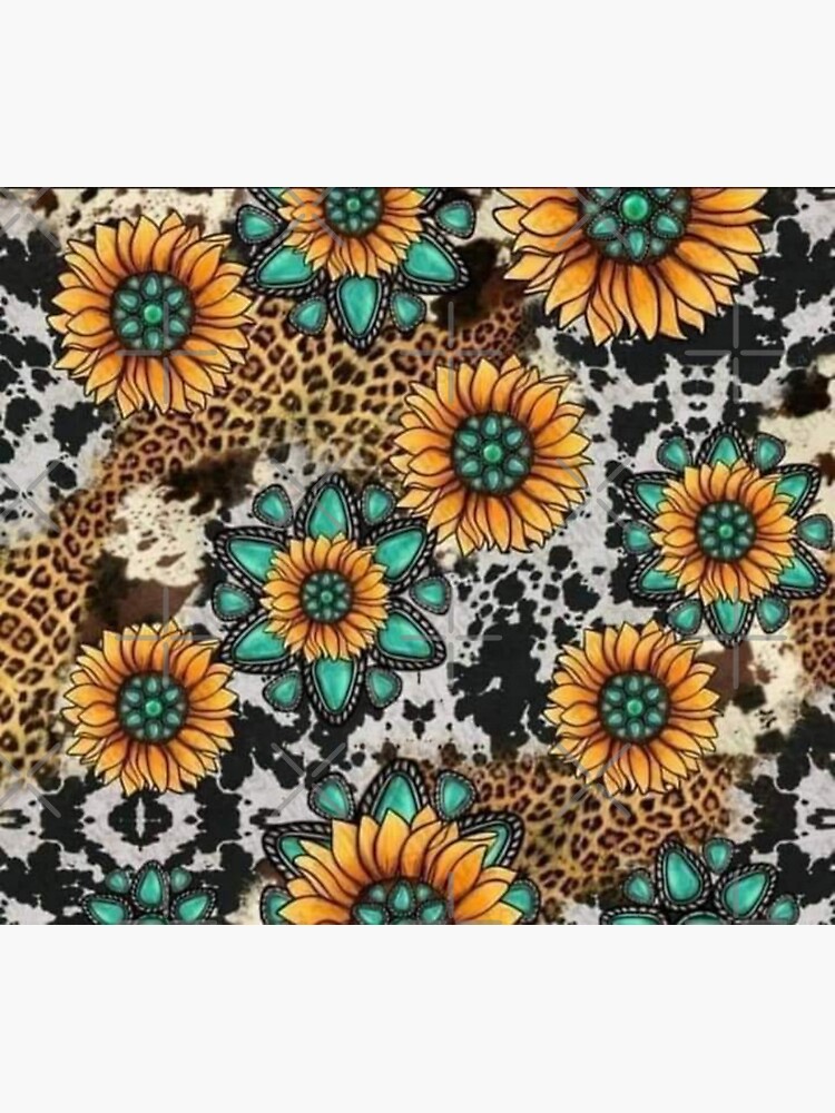 "Sunflower Turquoise Cow Print " Poster for Sale by danaburke86 | Redbubble