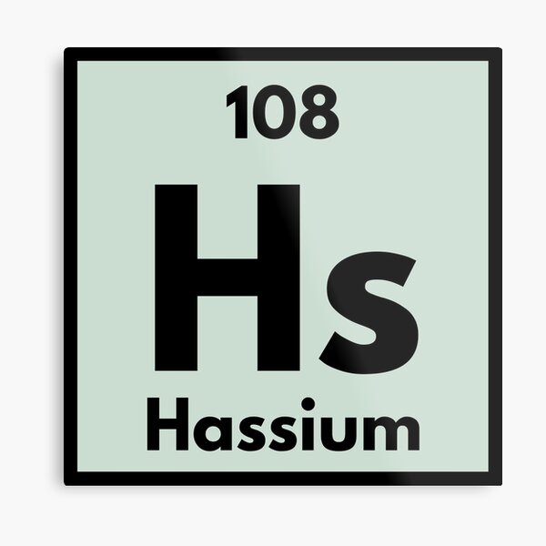 Lámina metálica «Número de elemento de la tabla periódica 108 Hs ...