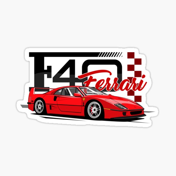 "F40 CLASSIC SPORTCAR" Sticker for Sale by shketdesign | Redbubble