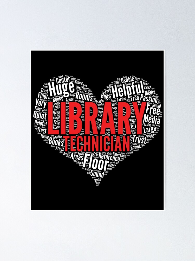 "Library technician Heart Shape Word Cloud Design Librarian product ...
