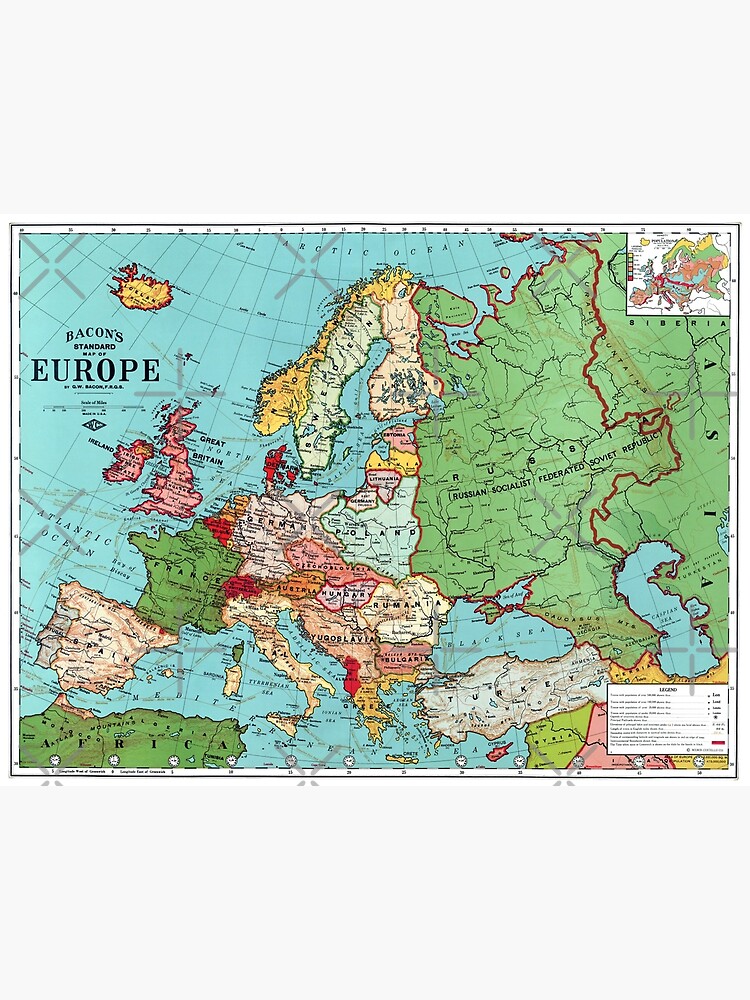 "1925 Vintage map of Europe" Photographic Print for Sale by gin-nek ...
