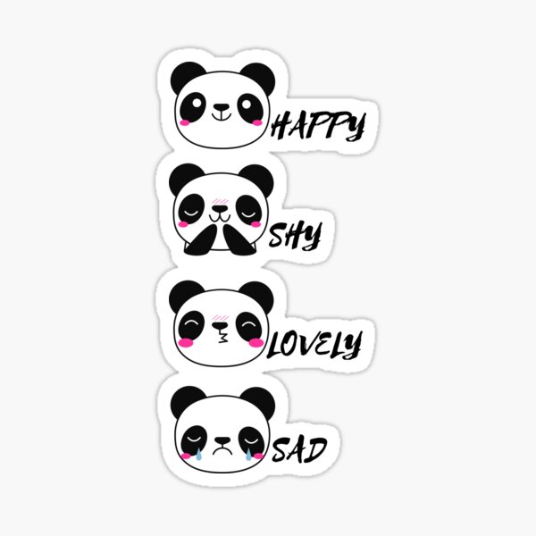 "Cute Happy Shy Lovely Sad Panda" Sticker for Sale by STYLEPLUS | Redbubble