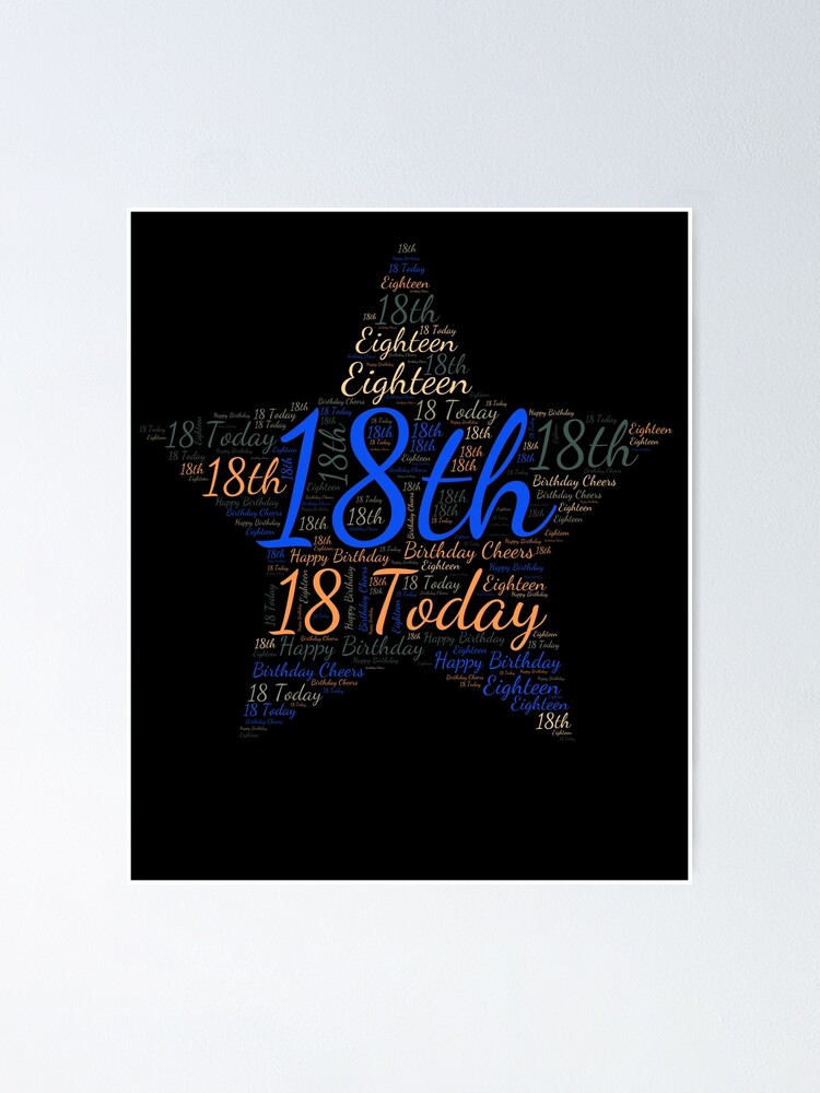 "Happy 18th Birthday Word Art Star" Poster for Sale by fra02 | Redbubble