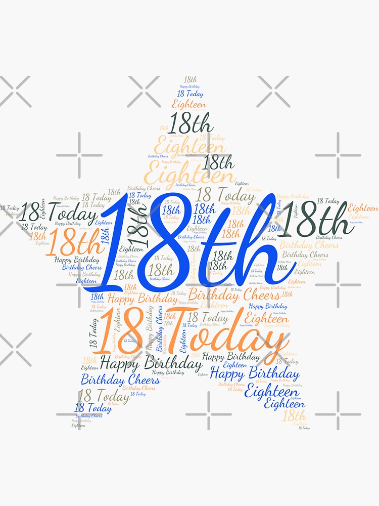 "Happy 18th Birthday Word Art Star" Sticker for Sale by fra02 | Redbubble