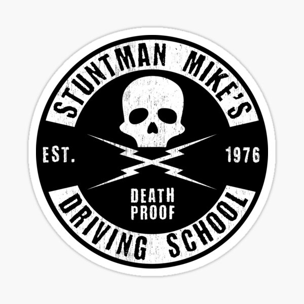 "Stuntman Mikes Driving School" Sticker for Sale by frankparker | Redbubble