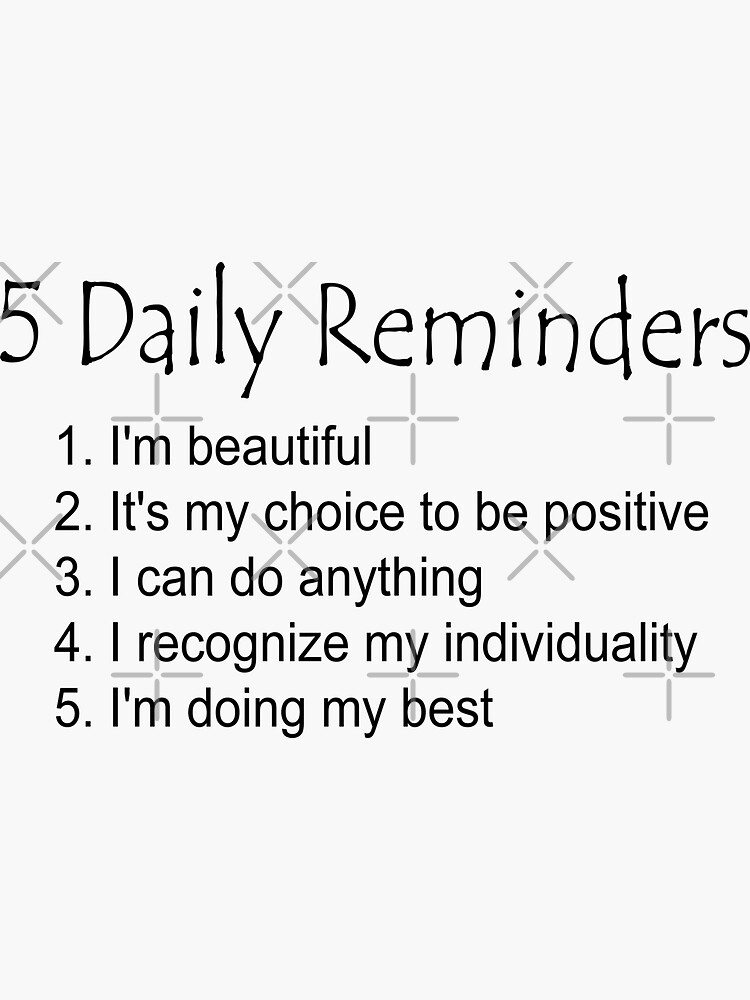 "5 Daily Reminders" Sticker for Sale by LevLyovochka | Redbubble