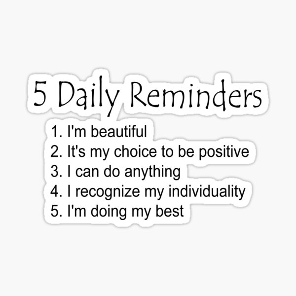"5 Daily Reminders" Sticker for Sale by LevLyovochka | Redbubble