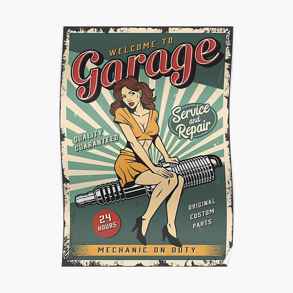 "Vintage Garage Pinup Girl" Poster for Sale by renju1902 | Redbubble
