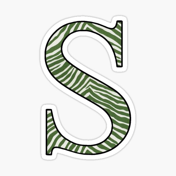 "S Initial Green Zebra Print " Sticker for Sale by maddiee-kennedy ...