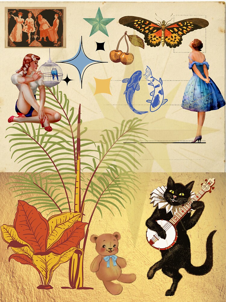 "retro collage art" Sticker for Sale by pramsun22 | Redbubble