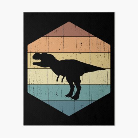 "T-Rex Dinosaur Silhouette on a retro vintage sunset hexagon" Art Board ...