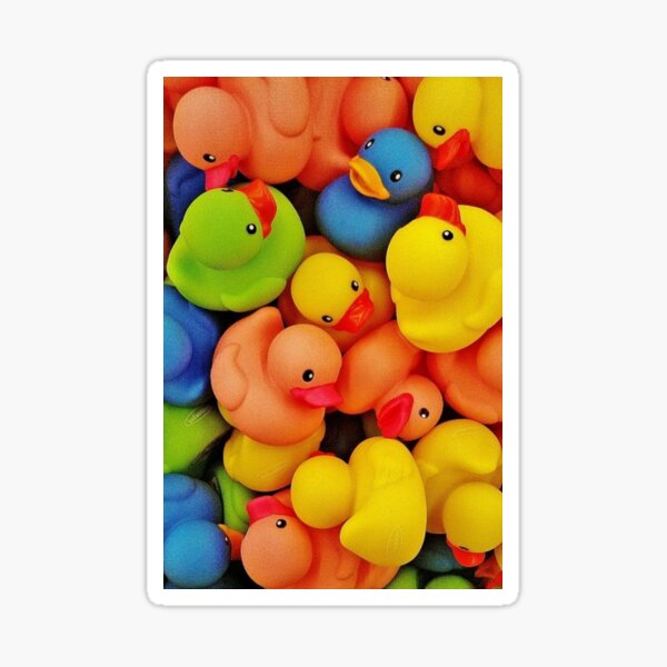 "Colored Rubber Floating Ducks" Sticker for Sale by MusicSkateboard ...