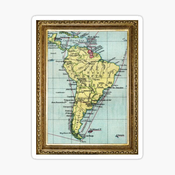 "South America Vintage Map" Sticker for Sale by Lidra-Redesign | Redbubble