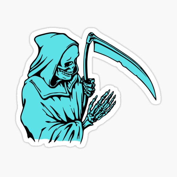 "Aqua reaper with scythe" Sticker for Sale by dreamingoutwest | Redbubble