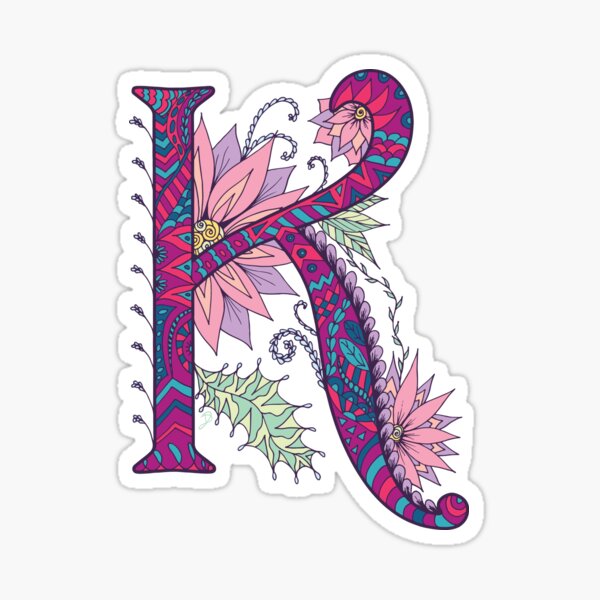 "Fancy Floral Monogram Letter K" Sticker by DevynJB | Redbubble