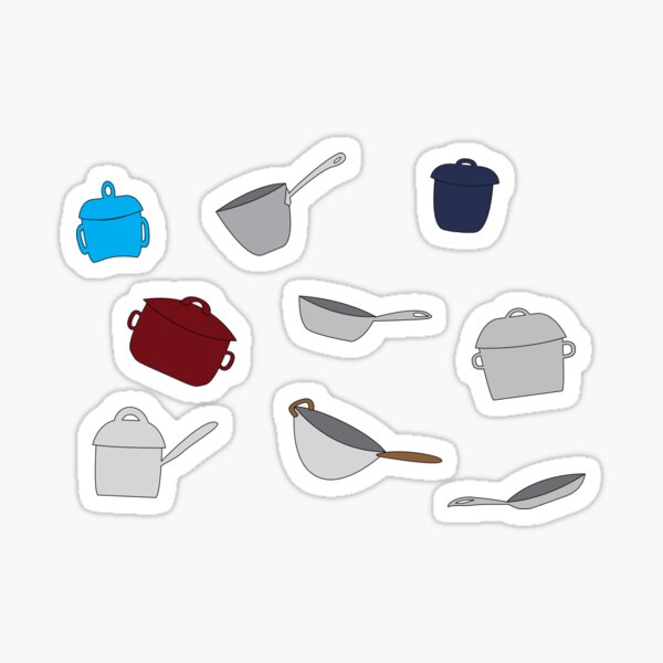 "Pots and Pans" Sticker for Sale by evelynri15 | Redbubble