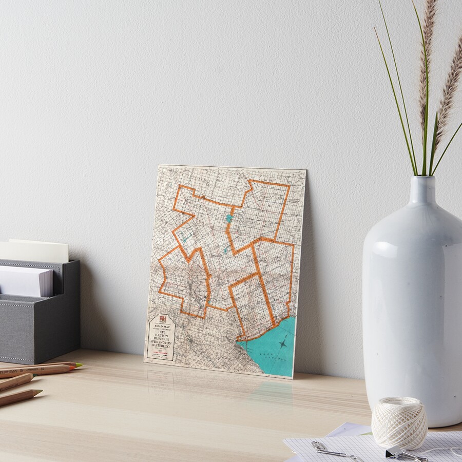 "1959 Vintage Map of the Counties of Peel, Halton, Dufferin, Wellington ...