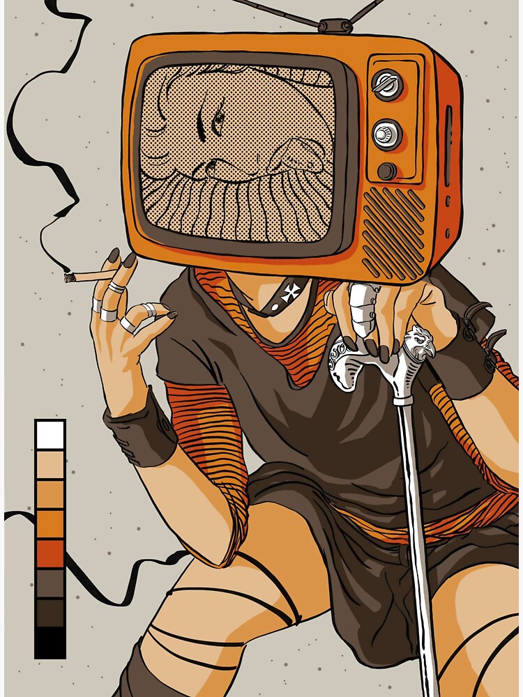 ""Cyber" TV head" Sticker for Sale by RetrooVibin | Redbubble