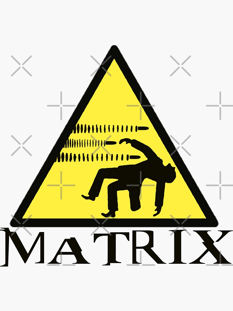 "Warning Matrix bullet hazard" Sticker for Sale by GuitarManArts ...