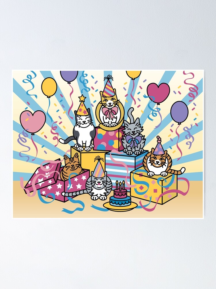 "Party Cats" Poster by Lisann | Redbubble