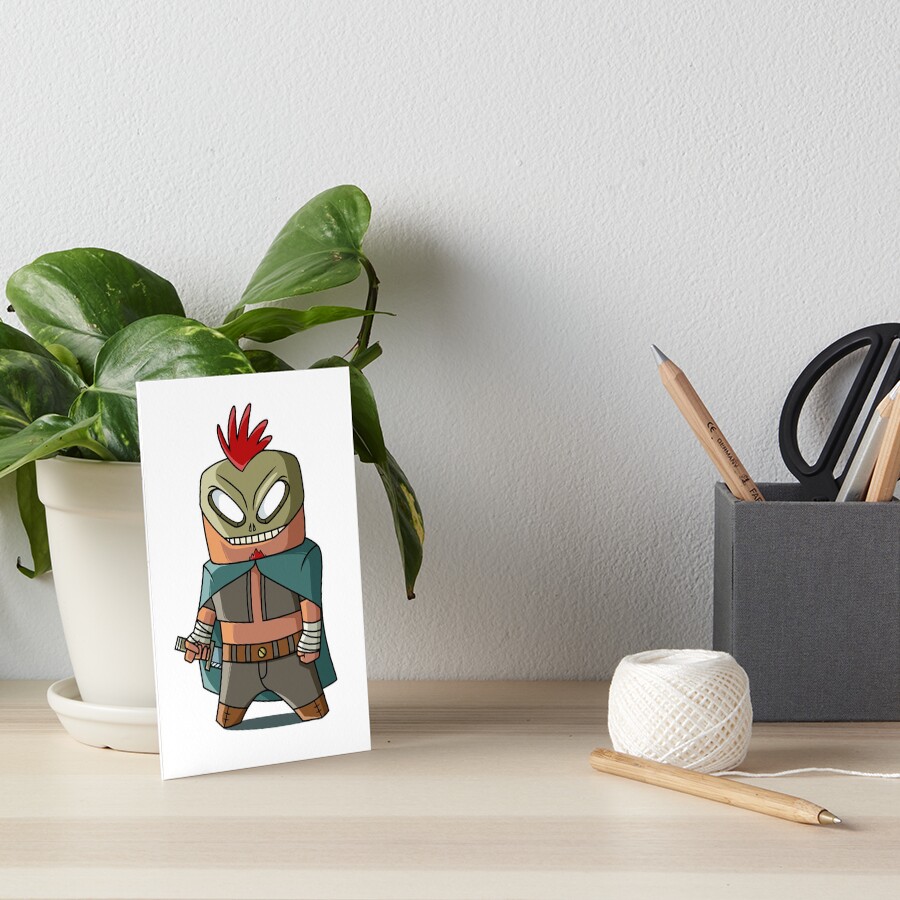 "Hand drawn cartoon character with Mohawk" Art Board Print by ...