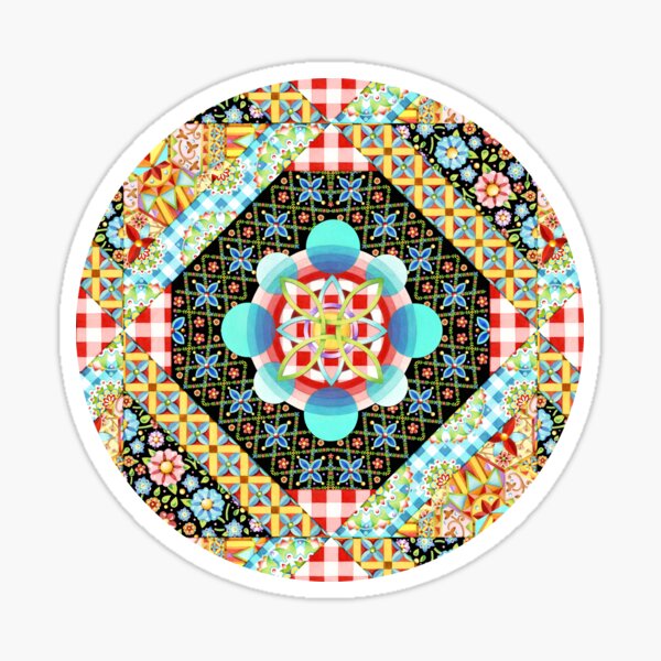 "Bricolage Patchwork" Sticker by PatriciaSheaArt | Redbubble