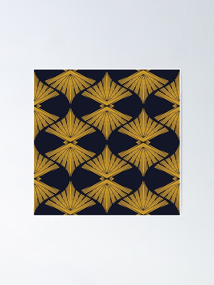 "Black and gold African tribal textile pattern art" Poster for Sale by ...